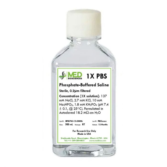 1X PBS – Phosphate Buffered Saline (pH 7.4, Sterile-Filtered) – Med ...